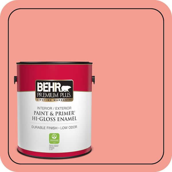 BEHR PREMIUM PLUS 1 gal. #170B-4 Cool Melon Hi-Gloss Enamel Interior ...