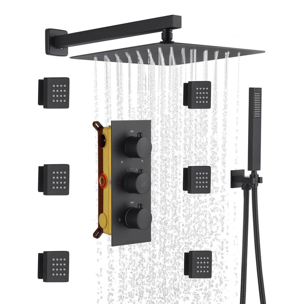 CASAINC 3-Spray Patterns with 2.5 GPM 12 in. Wall Mount Dual Shower ...