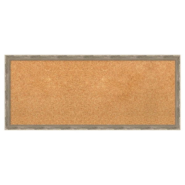 Amanti Art Mila Dark Silver 32 in. x 14 in. Wood Framed Natural Cork ...