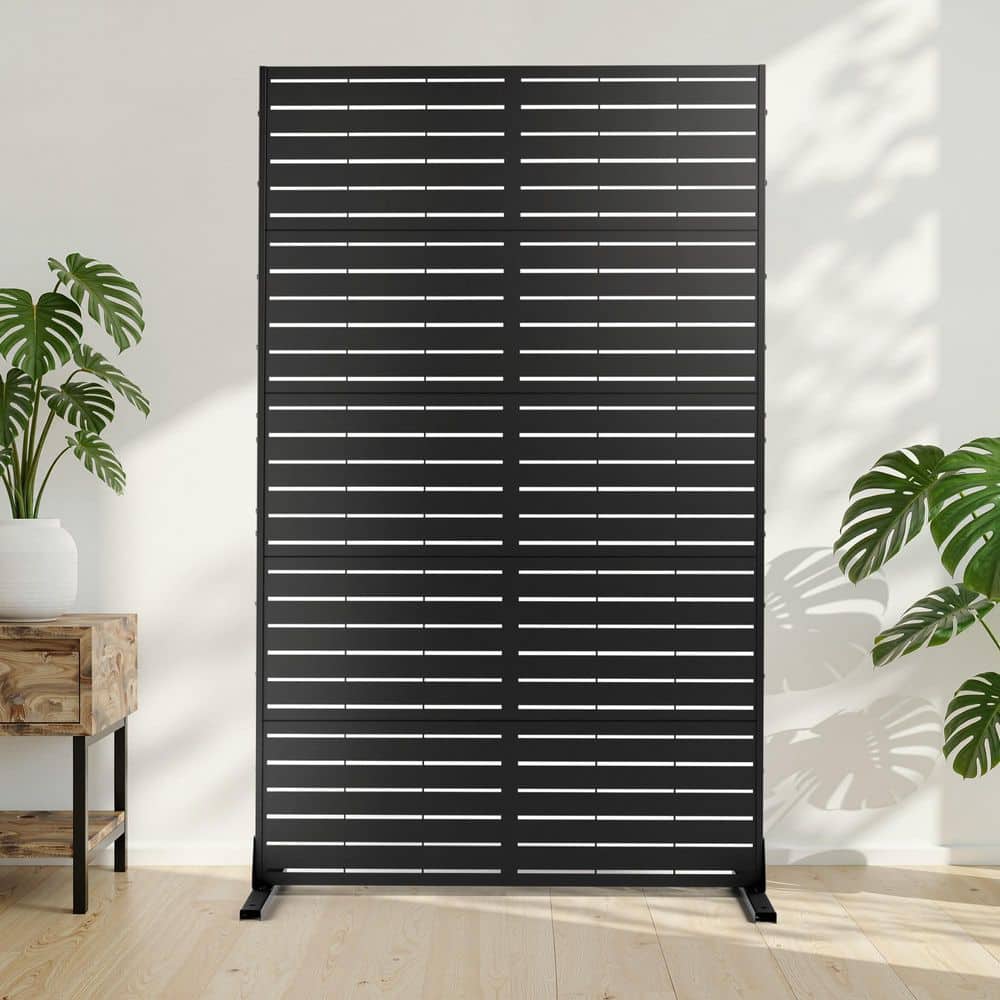 TUYOHW 44 in. W x 71 in. H Black Metal Privacy Screen-Decorative ...