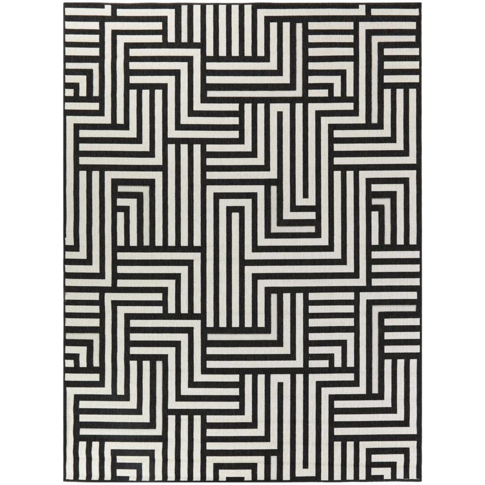 BALTA Raymond Black 5 ft. 3 in. x 7 ft. Geometric Indoor/Outdoor Area ...