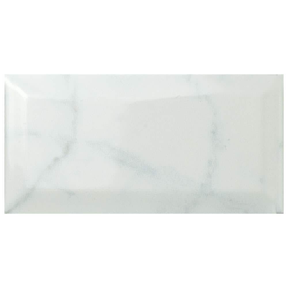Merola Tile Classico Carrara Glossy Metro 3 in. x 6 in. Ceramic Wall ...