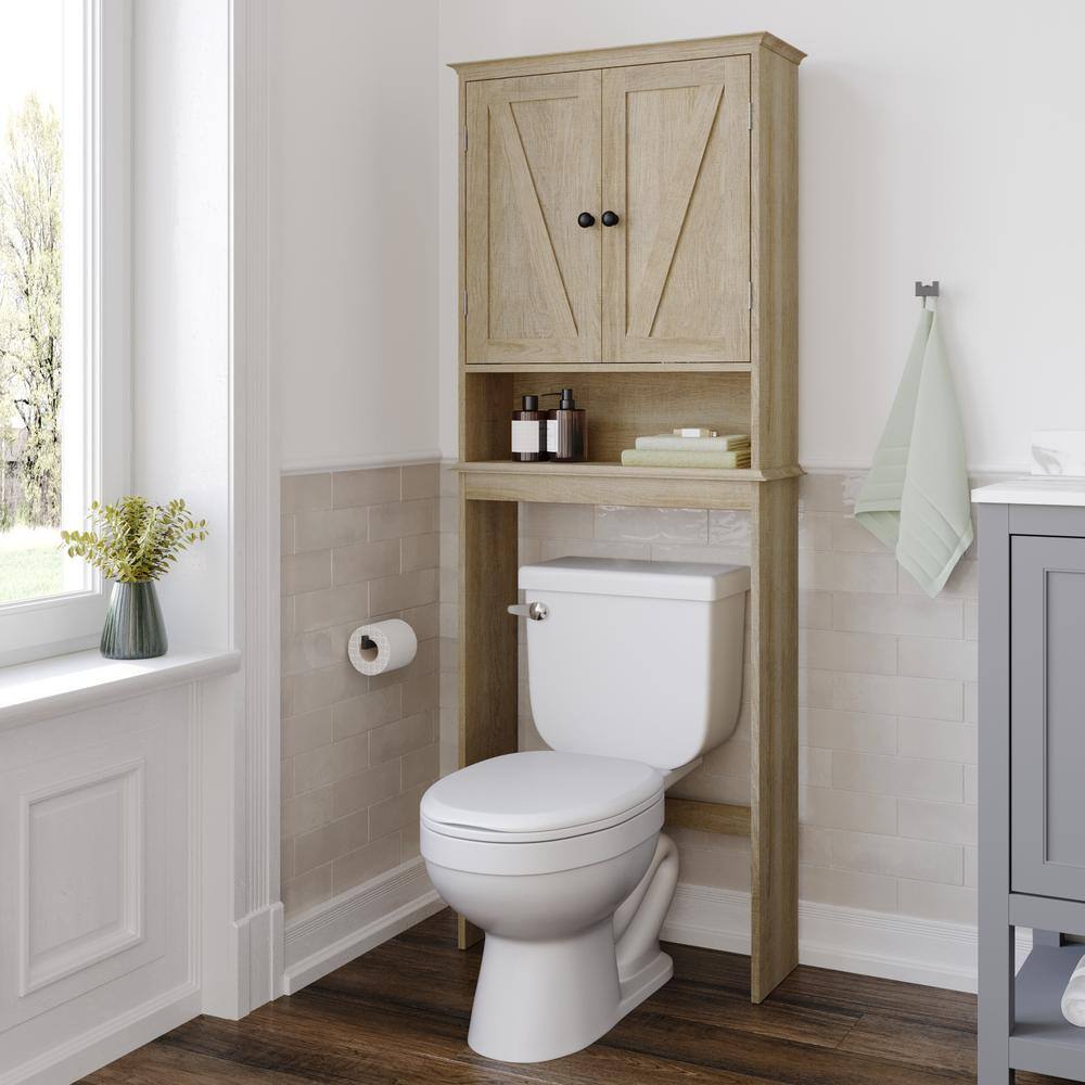 Carnegy Avenue Dune 25 in. W x 66 in. H x 9 in. D Brown Over The Toilet ...