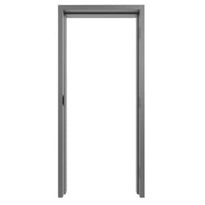 FORTIS DOORS 36 in. x 80 in. Gray Primed Right-Hand Steel Knock Down ...
