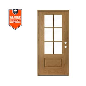 Krosswood Doors 36 in. x 79 in. Modern Farmhouse 6 Lite Clear Glass ...