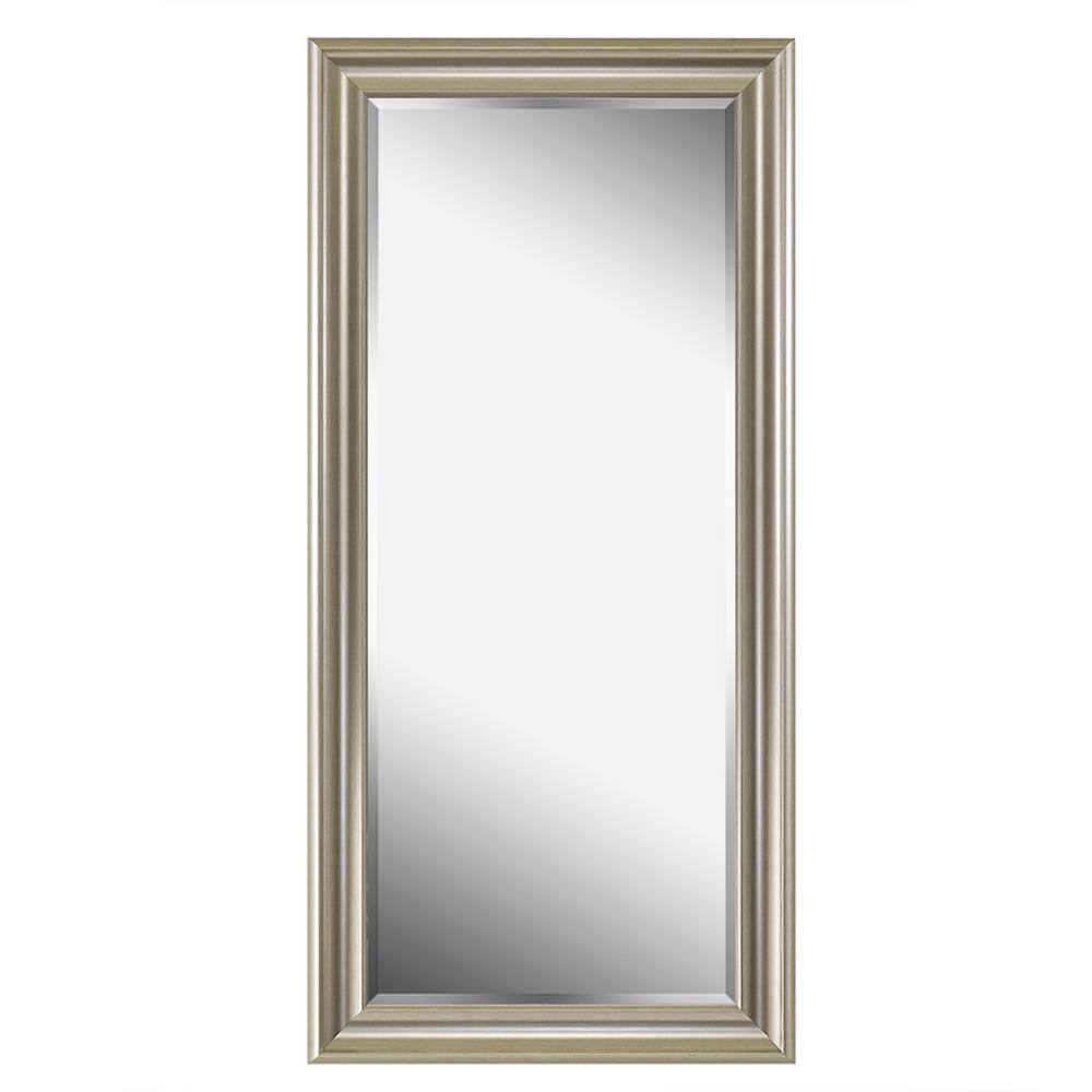 HOMESTOCK Champagne 31 in. W x 65 in. H Framed Floor Mirror Full Length ...