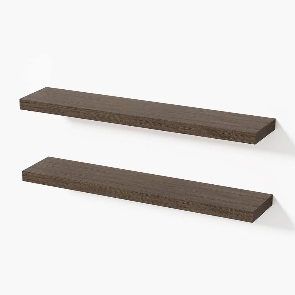 Generic 35.4 in. W x 7.1 in. D Smoke Gray Wooden Floating Decorative ...