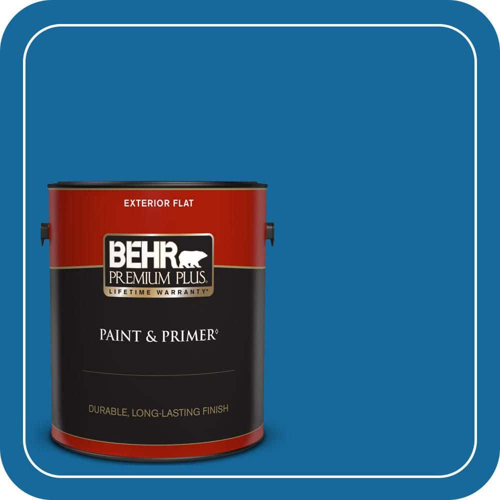 BEHR PREMIUM PLUS 1 gal. #P500-7 Cosmic Cobalt Flat Exterior Paint ...