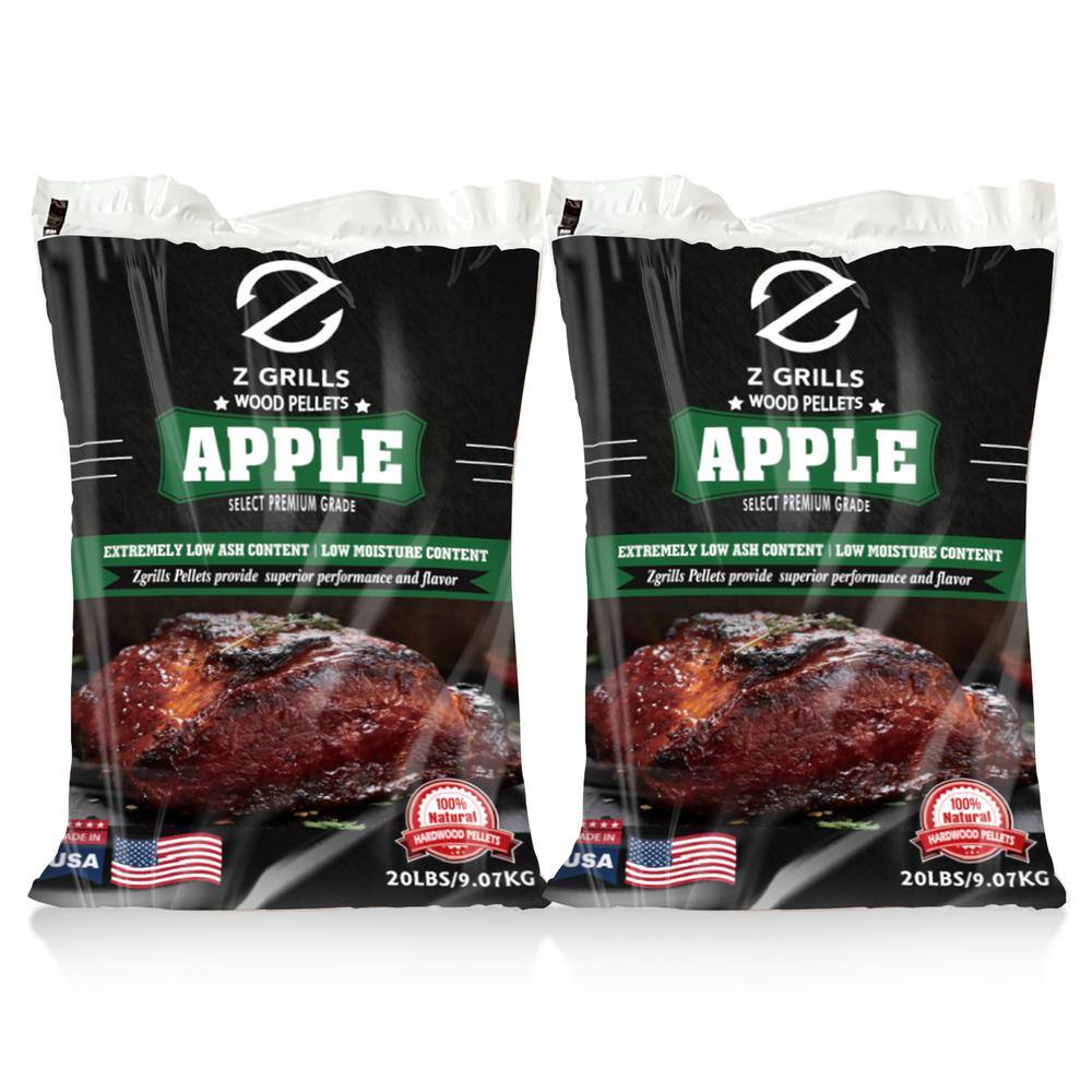 Z GRILLS Apple All-Natural Wood Grilling Pellets, 20 lb. Bag (2-Pack ...