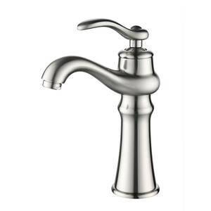 Single-Handle Single Hole Mid Arc Bathroom Faucet with Supply Lines in ...