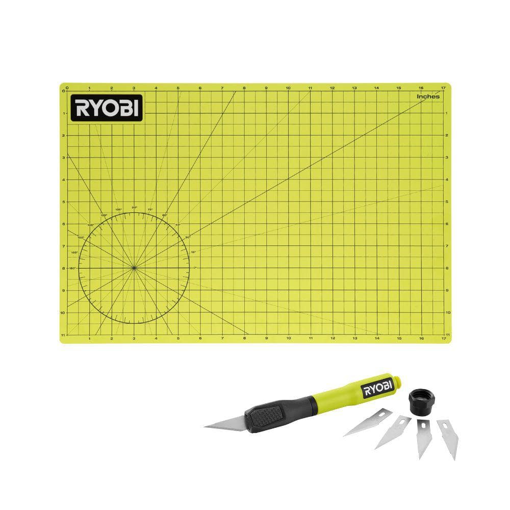 RYOBI 2-in-1 Hobby Knife w/ Blade Storage With A3 Self-Healing Cutting ...