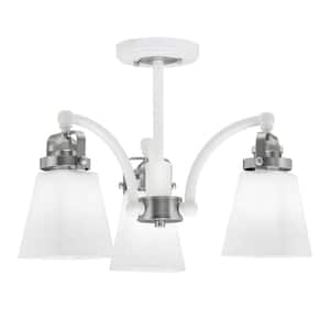 HUOKU Kateo 24 in. 3-Light White Semi-Flush Mount Ceiling Light With ...