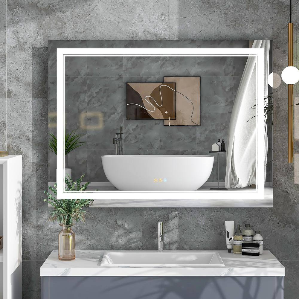 tunuo 48 in. W x 36 in. H Rectangular Frameless LED Light Horizontal ...