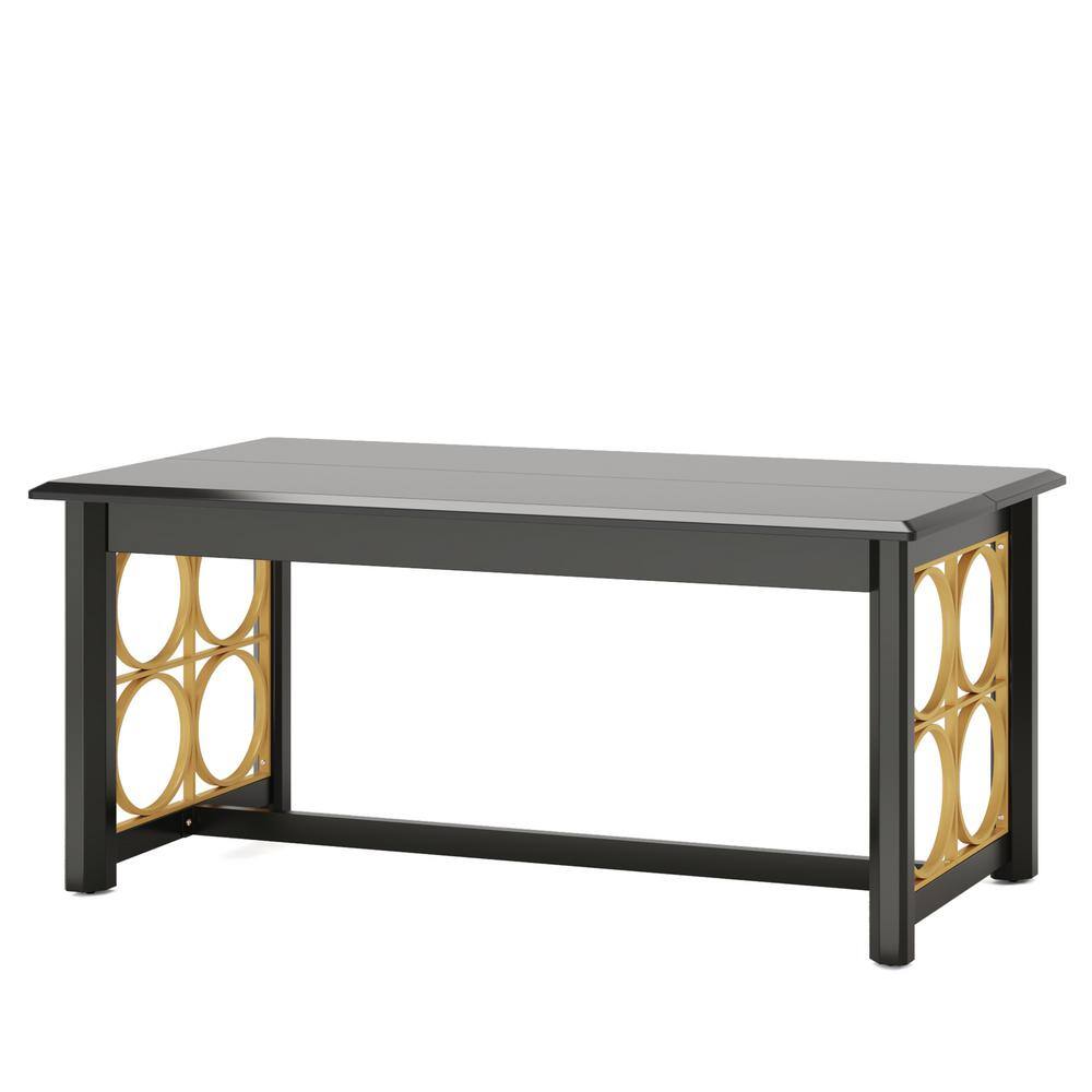 BYBLIGHT Moronia 62.9 in. Rectangular Black Engineered Wood Computer ...