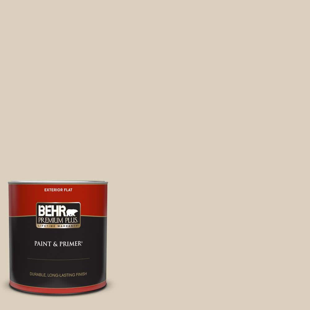 BEHR PREMIUM PLUS 1 Qt. #BWC-25 Sandy Clay Flat Exterior Paint & Primer ...