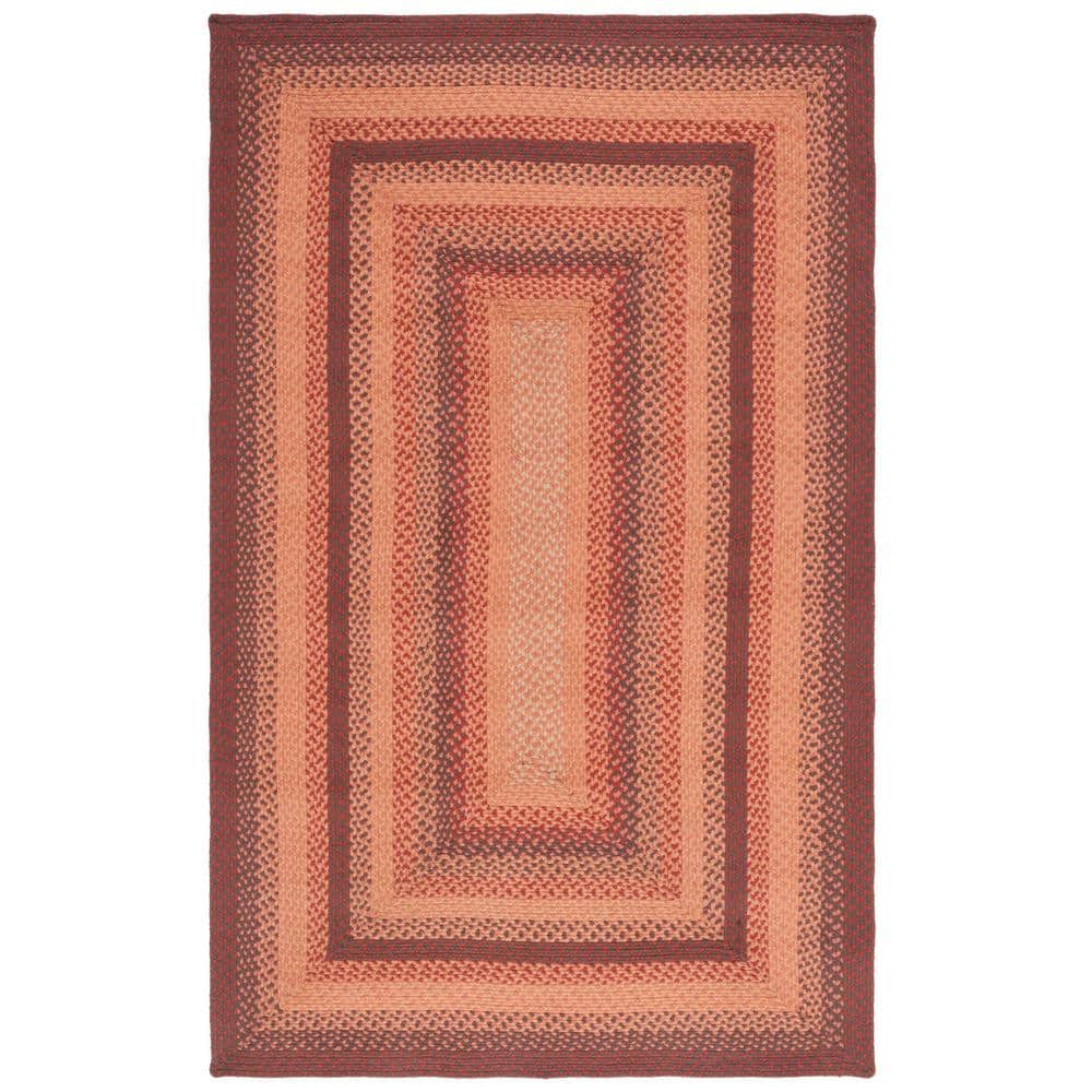 SAFAVIEH Braided Orange Rust 5 ft. x 8 ft. Abstract Border Area Rug ...