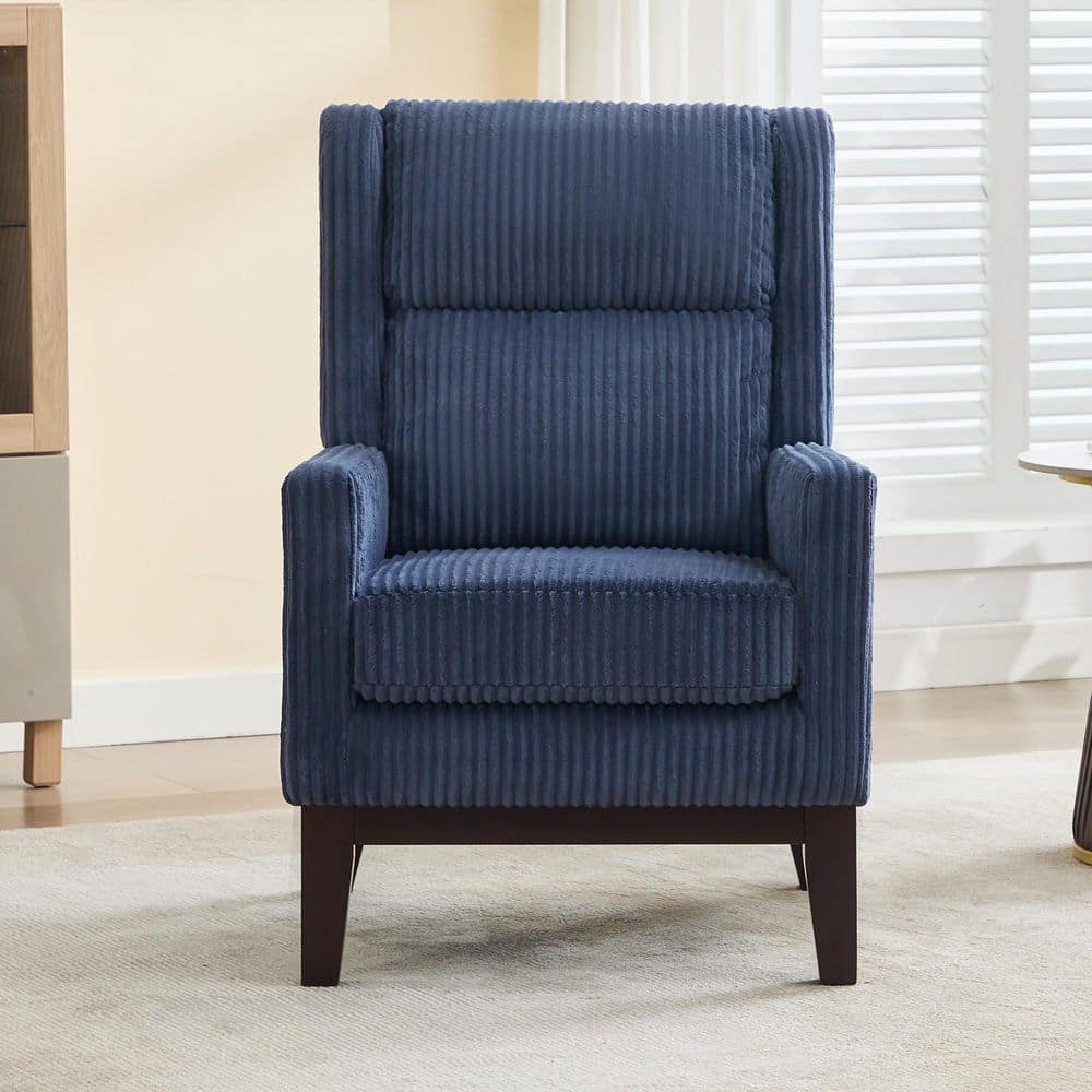 JEAREY Modern Navy Blue Corduroy Upholstered Arm Chair High-Back Accent ...