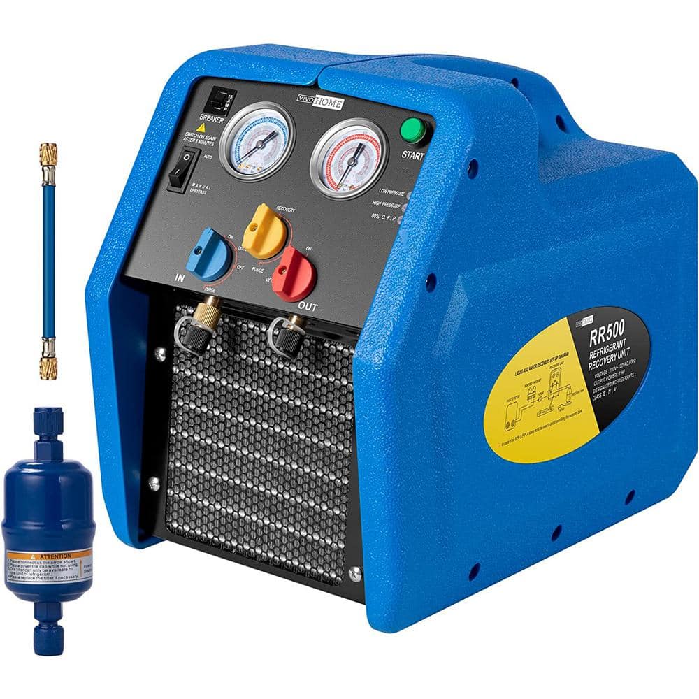VIVOHOME R1234YF 1 HP Dual Cylinder Blue Portable Refrigerant Recovery ...
