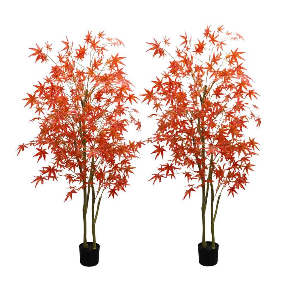Garvee 2PCs 6FT Artificial Maple Trees, Autumn Realistic Maple Tree ...
