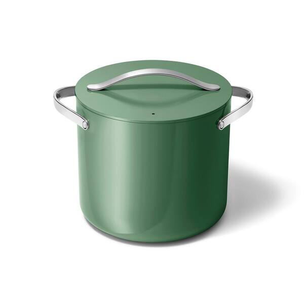 CARAWAY HOME Cookware+ 12 qt. Sage Ceramic Nonstick Stock Pot with Lid ...