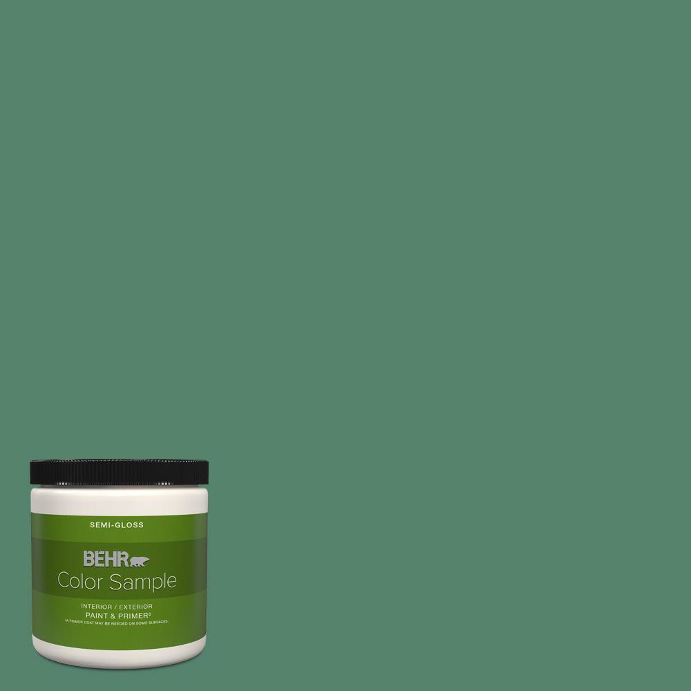 BEHR PREMIUM PLUS 8 oz. #M420-6 Tournament Field Semi-Gloss Interior ...