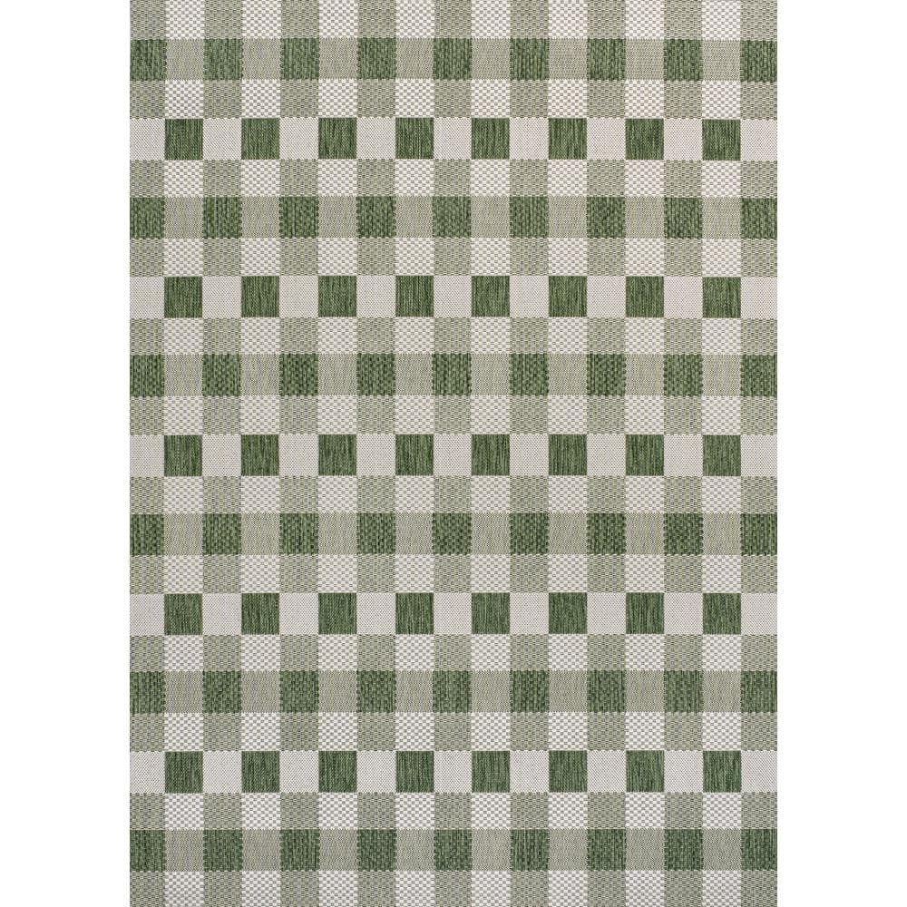 JONATHAN Y Darcy Traditional Geometric Bold Gingham Green/Cream 8 ft. x ...