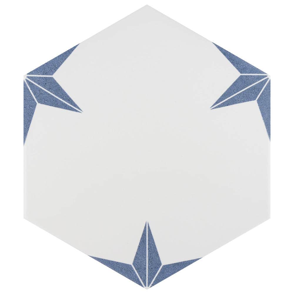 Merola Tile Stella Hex Azul 8-5/9 in. x 9-7/8 in. Porcelain Floor and ...