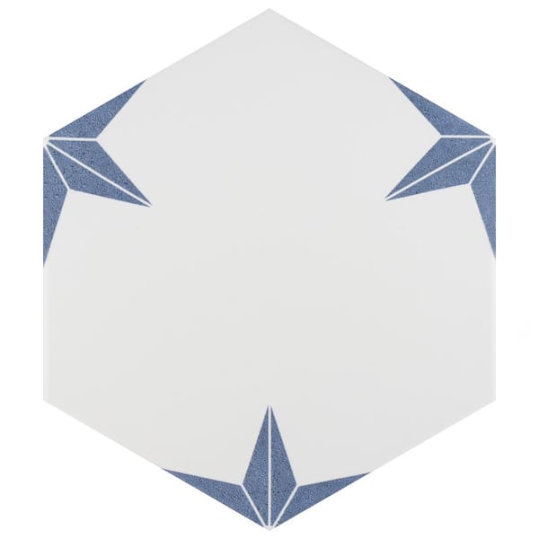 Merola Tile Stella Hex Azul 8-5/9 in. x 9-7/8 in. Porcelain Floor and ...