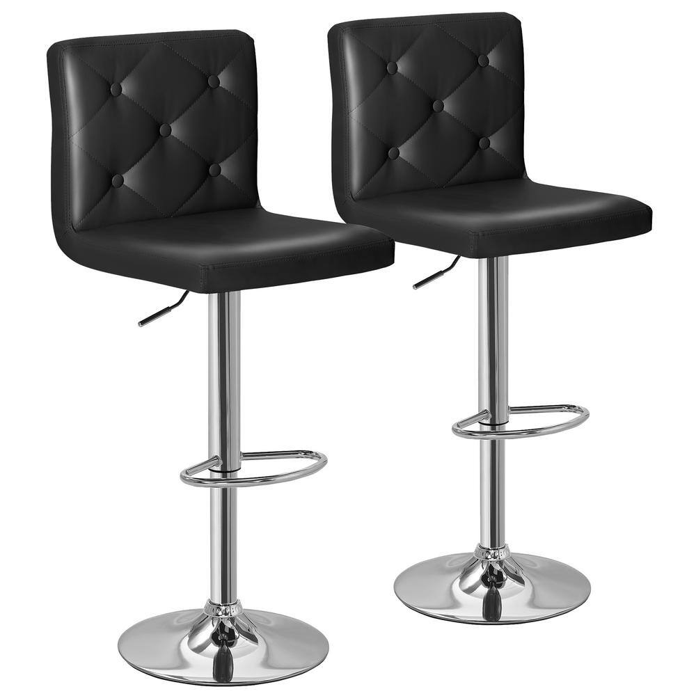 VECELO Bar Stools Set of 2 with Back, Adjustable Counter Height Bar ...