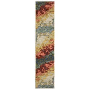 AVERLEY HOME Solano Beige/Multi-Colored Doormat 3 ft. x 5 ft. Abstract ...