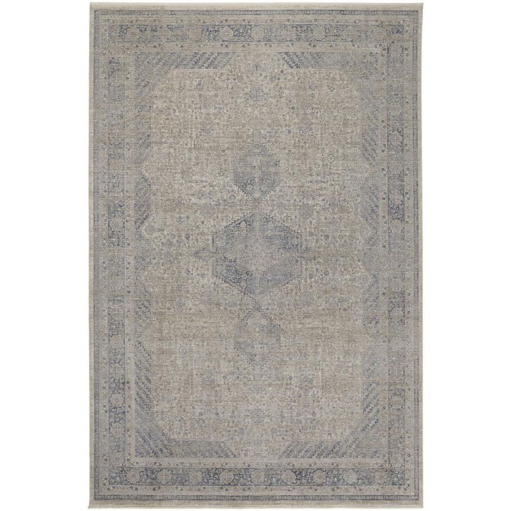 HomeRoots 2 ft. x 3 ft. Gray, Blue, Taupe Oriental Area Rug 2000567449 ...