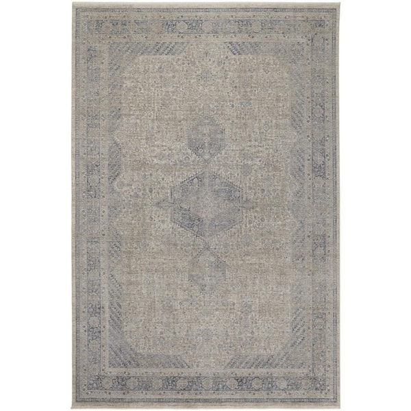 HomeRoots 2 ft. x 3 ft. Gray, Blue, Taupe Oriental Area Rug 2000567449 ...