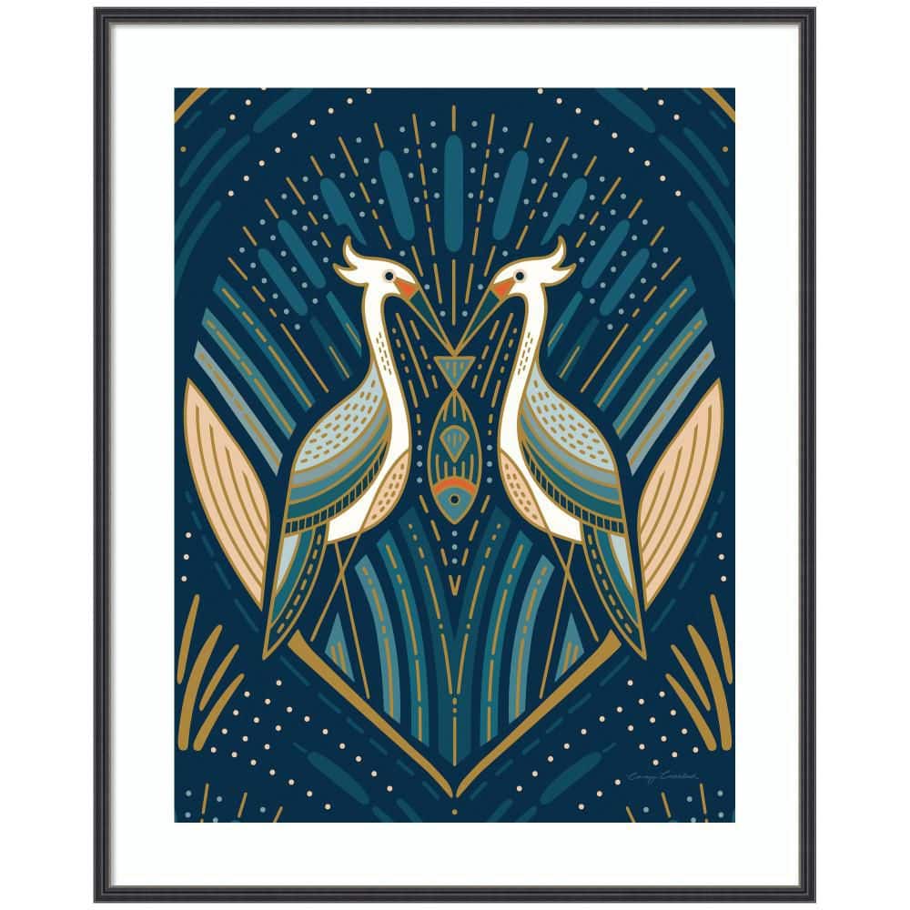 Kate and Laurel Stylish "Art Deco Herons Blue" by Carey Copeland Birds ...