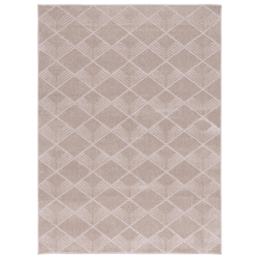 SAFAVIEH Pattern and Solid Beige 7 ft. x 9 ft. Geometric High-low Area ...