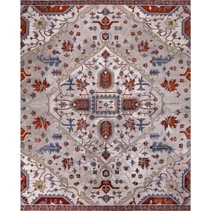 Home Decorators Collection Talya Ivory/Red 8 ft. x 10 ft. Medallion ...