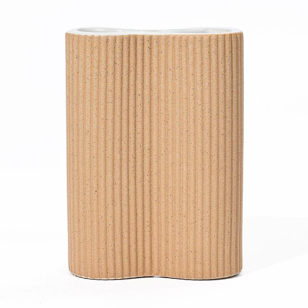 LuxenHome 7.7 in. H Light Brown Ceramic Vase in Brown WHD1985 - The ...
