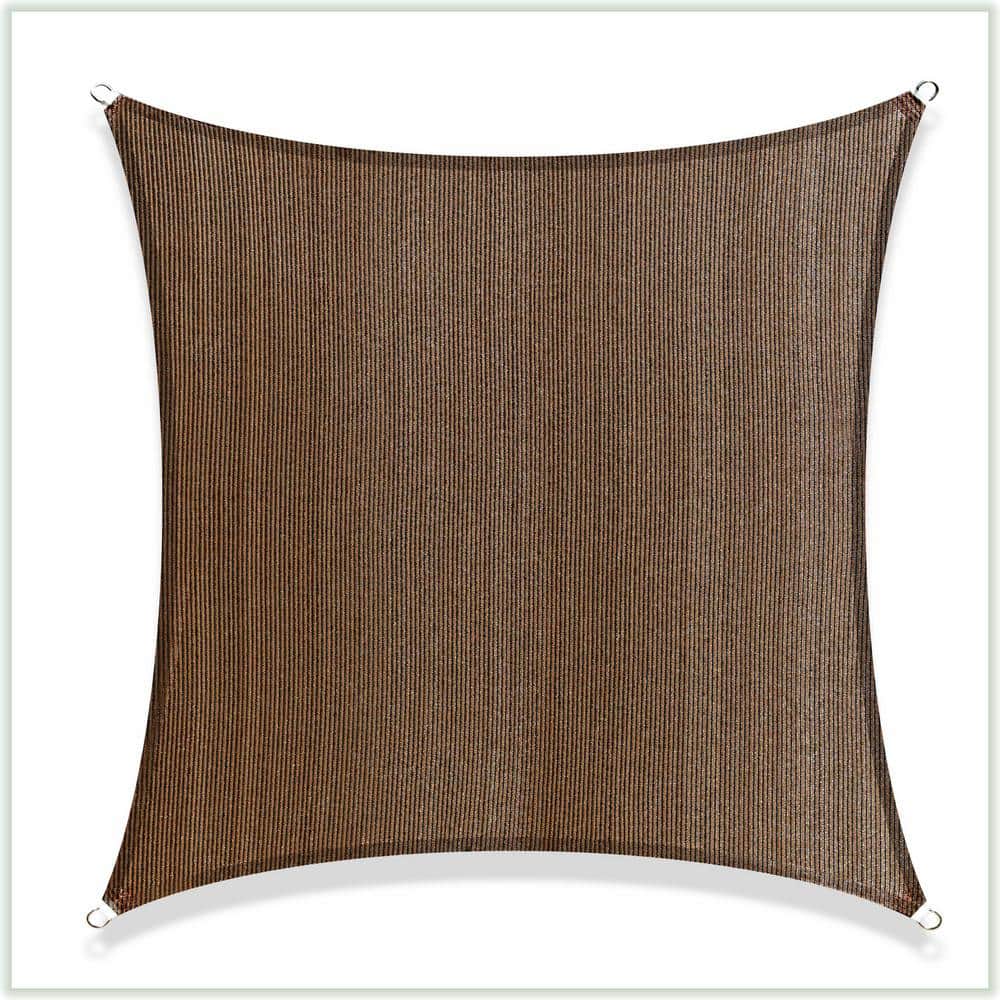 COLOURTREE 16 ft. x 16 ft. 190 GSM Brown Square Sun Shade Sail Screen ...