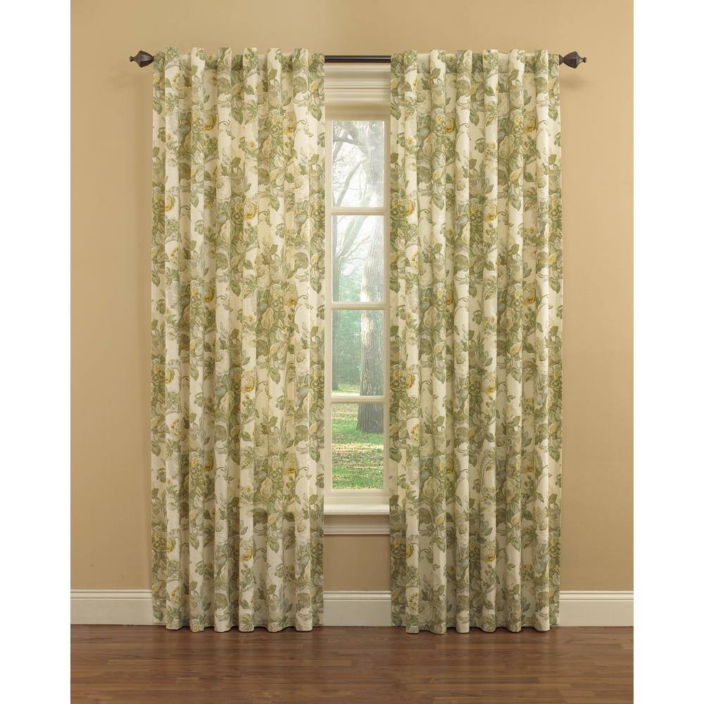 Waverly Platinum Floral Rod Pocket Room Darkening Curtain - 52 in. W x ...
