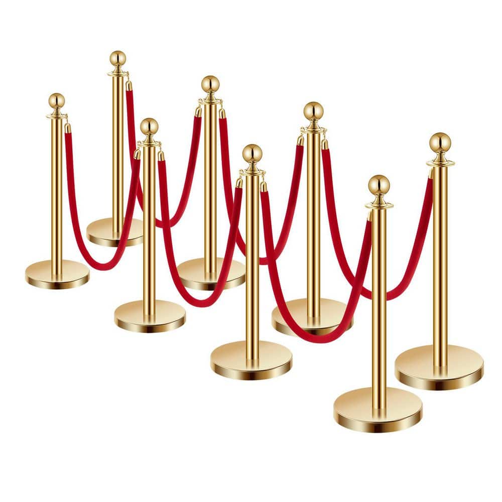 SKYSHALO Stanchions and Velvet Ropes 8Pcs, Hollow Base with Stainless ...