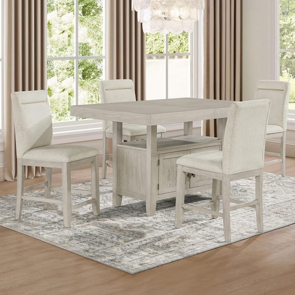 Steve Silver Garland 5 Piece Sand Wood Top Counter Dining Set Seats 4 ...