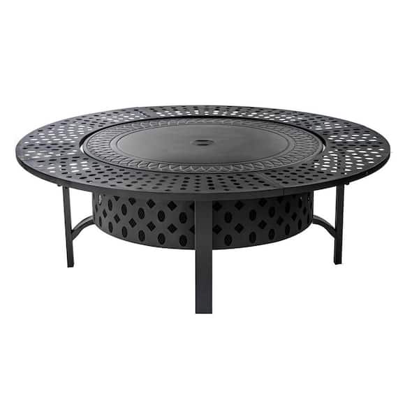 47 in. Black Round Metal Outdoor Fire Pit L0FMRGDM3R - The Home Depot