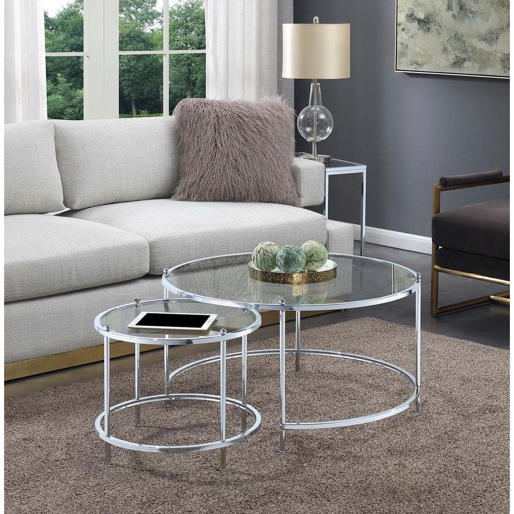 Convenience Concepts Royal Crest Nesting Round Coffee Table Clear