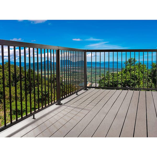 PEAK Aluminum Railing 42 in. H x 4 in. W Black Aluminum Deck Railing ...