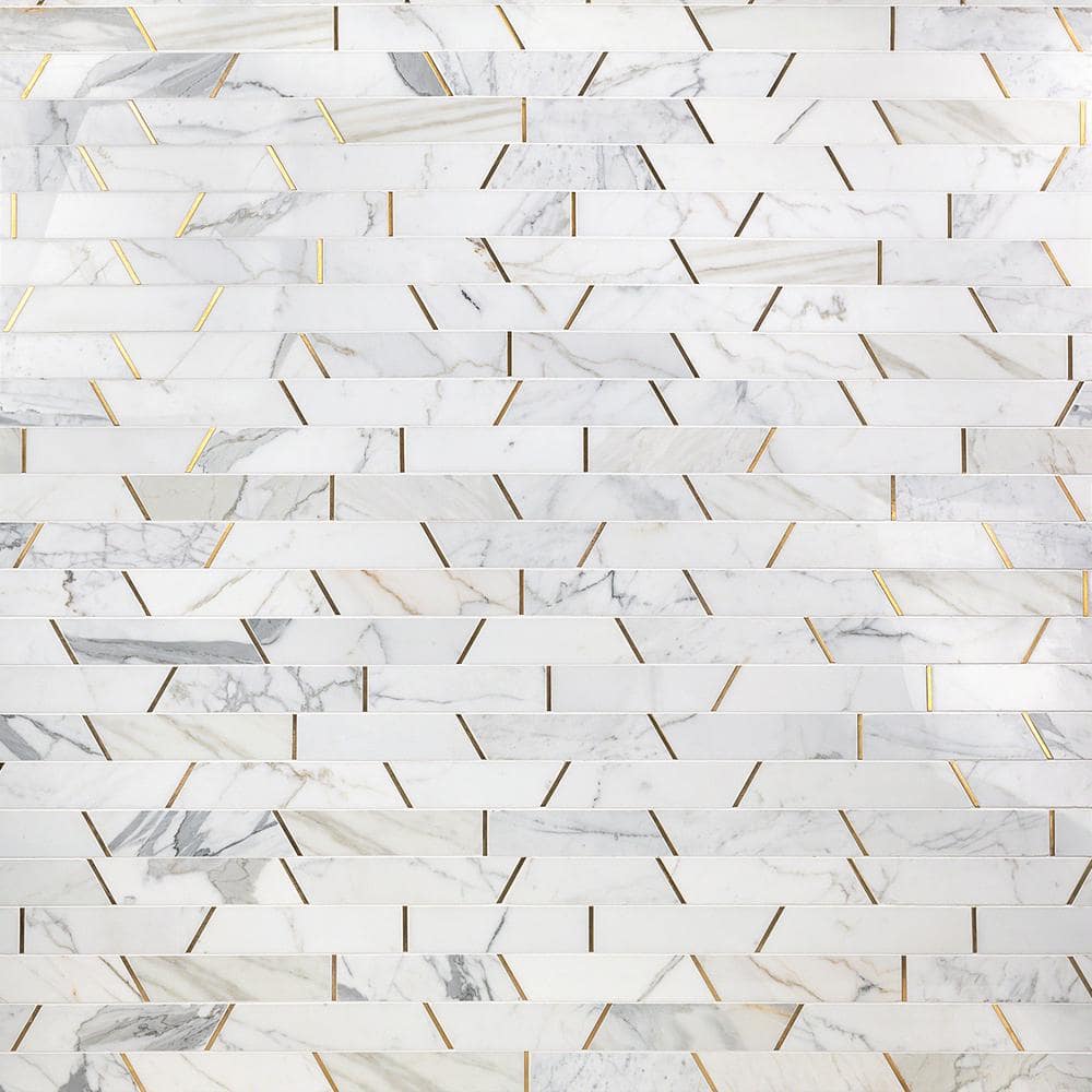 Ivy Hill Tile Divinity Marble and Brass 10.24 in. x 24.4 in. Polished ...