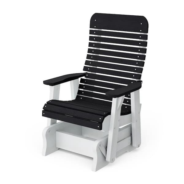 Wildridge Signature 1-Person Black and White Plastic Outdoor Glider LCC ...