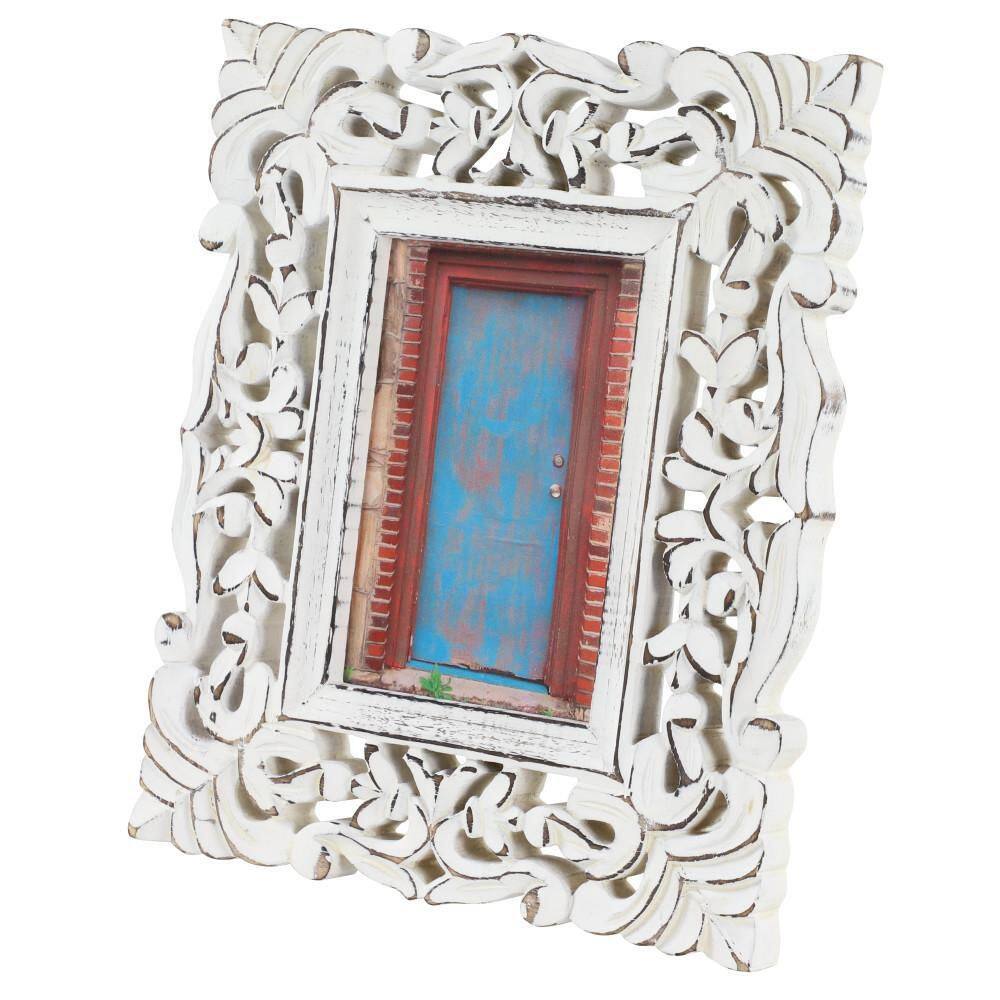 Litton Lane White Wood Farmhouse Photo Frame 10 in. x 8 in. 54641 - The ...