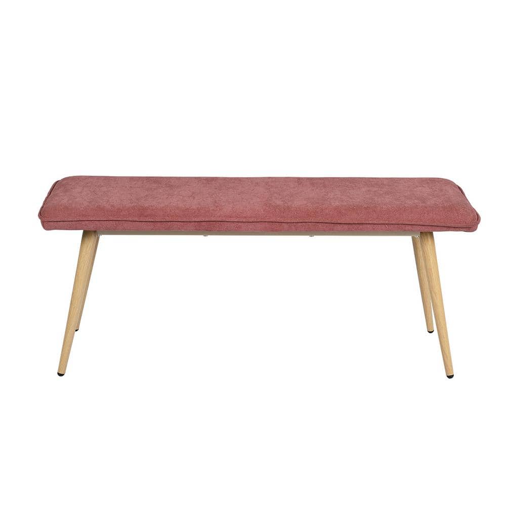 Spaco Pink Dining Room Upholstered Bench with Metal Legs 45.3 in. W x ...