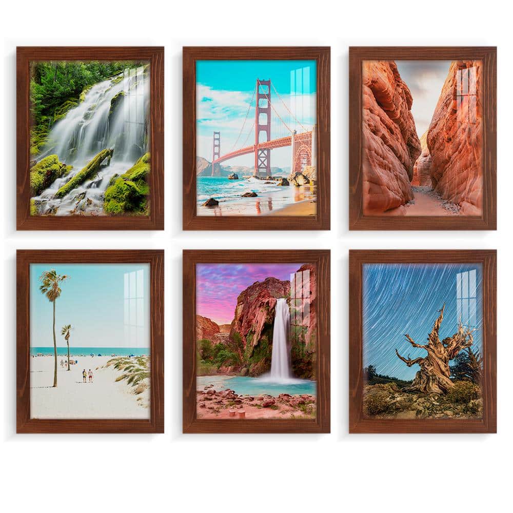 Wexford Home Woodgrain 8 in. x 10 in. Chestnut Picture Frame (Set of 6 ...