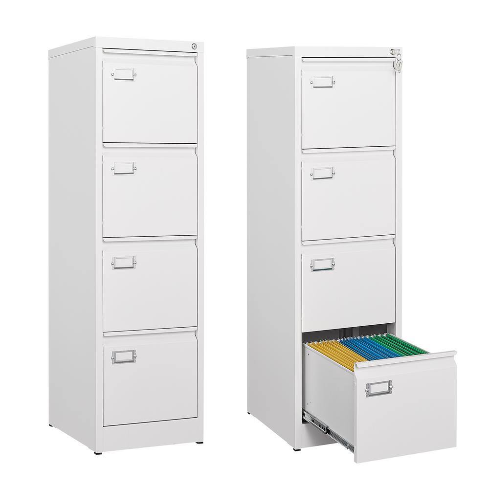Mlezan 15 1 In W X 52 36 H 17 8 D 4 Drawer File Cabinet White Vertical ...