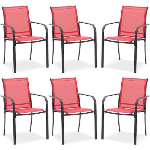 Reviews for DIFY Red Frame All-Weather Stackable Metal Outdoor Patio ...